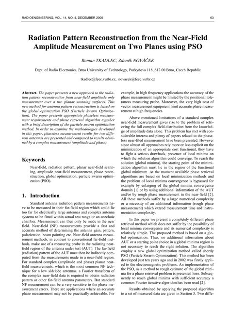 Pdf Radiation Pattern Reconstruction From The Near Field Amplitude