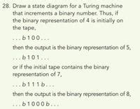 Answered 28 Draw A State Diagram For A Turing Machine That Increments