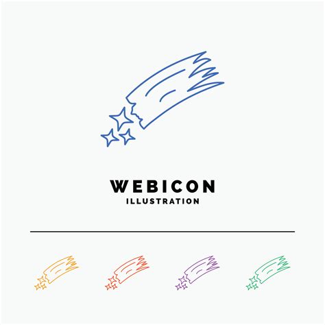 Asteroid Astronomy Meteor Space Comet 5 Color Line Web Icon Template Isolated On White