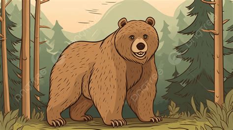 만화 갈색 곰 숲에 서 인쇄 가능한 곰 그림 음식으로 가득 찬 인쇄 가능한 프레임 만화 배경 일러스트 및 사진 무료