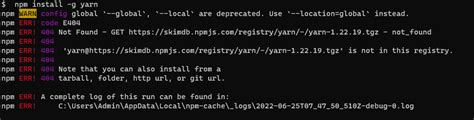 Yarnpkg Unable To Install Yarn Stack Overflow