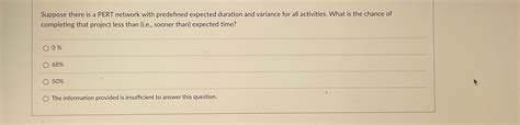 solved suppose there is a pert network with predefined