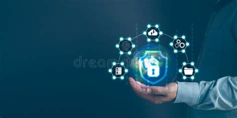 Businessmen Protect Personal Data Information From Viruses On Hand With Virtual Screen