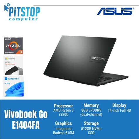 Jual Asus Vivobook Go E1404fa Fhd351 Ryzen 3 7320u Ram 8gb Ssd 512gb
