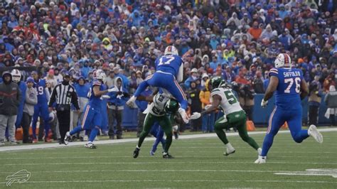 Field Access Josh Allen Hurdles Over Jets Defender To Pick Up First