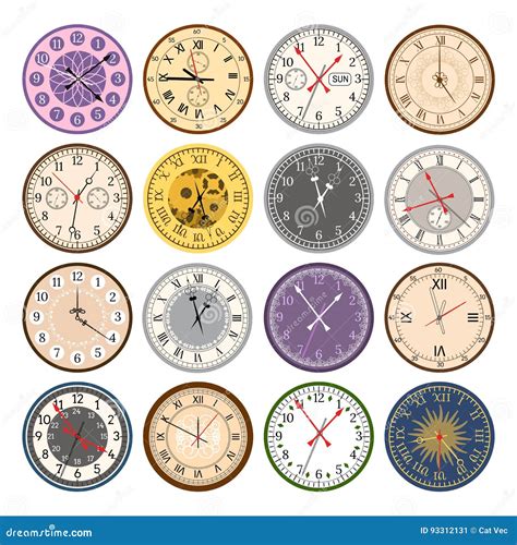 Colorful Clock Faces Vintage Modern Parts Index Dial Watch Arrows