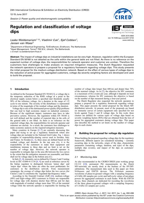 Pdf Regulation And Classification Of Voltage Dips