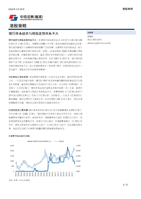 港股策略：银行体系结余与恒指走势关系不大