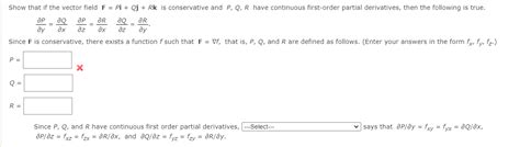 solved show that if the vector field f pi qj rk is