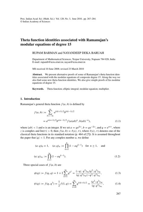 Pdf Theta Function Identities Associated With Ramanujans Modular
