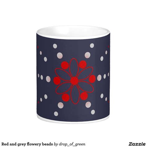 Red And Grey Flowery Beads Classic White Coffee Mug White Coffee Mugs