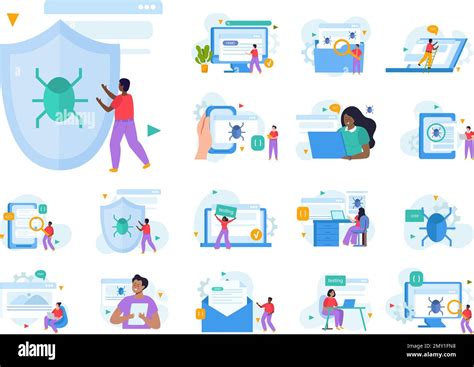 QA Engineer Set With Algorithm Testing Symbols Flat Isolated Vector
