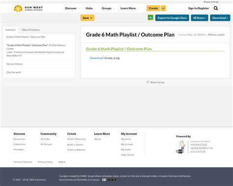 Grade Math Playlist Outcome Plan Resource Bank