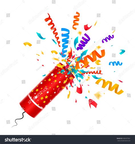 Exploding Party Popper Streamers Confetti On Stock Vector