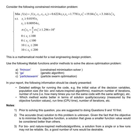 Solved Consider The Following Constrained Minimisation Chegg
