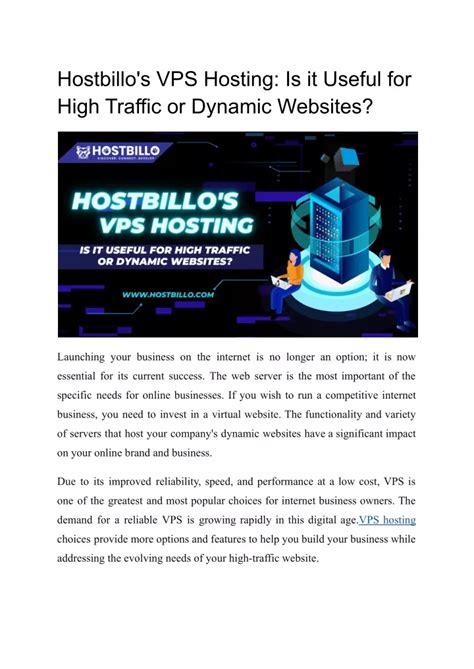 ppt hostbillo s vps hosting is it useful for high traffic or dynamic websites powerpoint