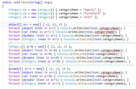 Explanation For Different Behavior In An Array Off Different Datatype Rcsharp