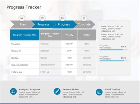 Tracking Progress PowerPoint Template SlideUpLift
