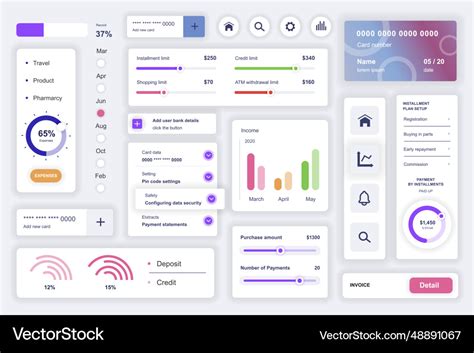 User Interface Elements Set For Data Analysis Vector Image