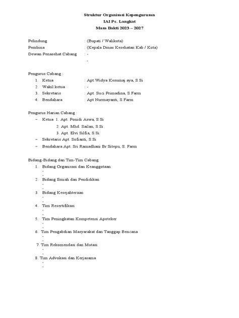 Struktur Organisasi Kepengurusan Pdf