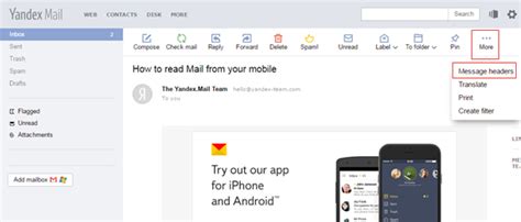 Yandex Email Header Analysis And View Message Headers In Details