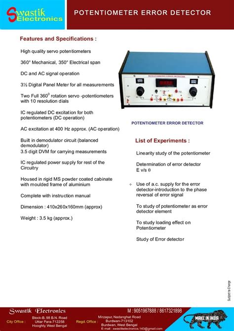 SE Metal Potentiometer Error Detector Model Name Number SE At Piece In Kolkata