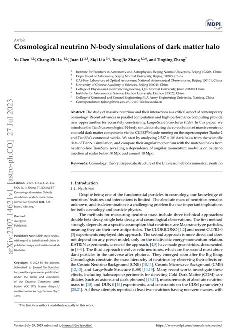 PDF Cosmological Neutrino N Body Simulations Of Dark Matter Halo