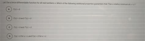 Solved Let Fbe A Twice Differentiable Function For All Real