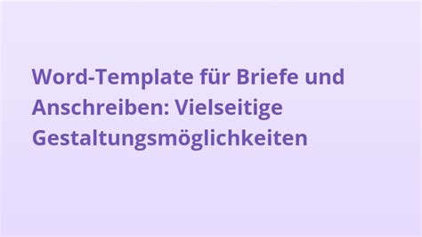 Word Template Für Briefe Und Anschreiben Vielseitige