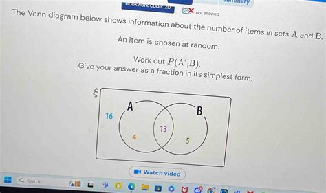 solved summary 5o kwork code 2d not allowed the venn diagram below
