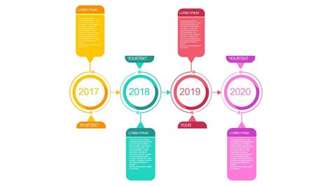 Colorful Flow Chart With The Year To Google Slides Theme And Powerpoint