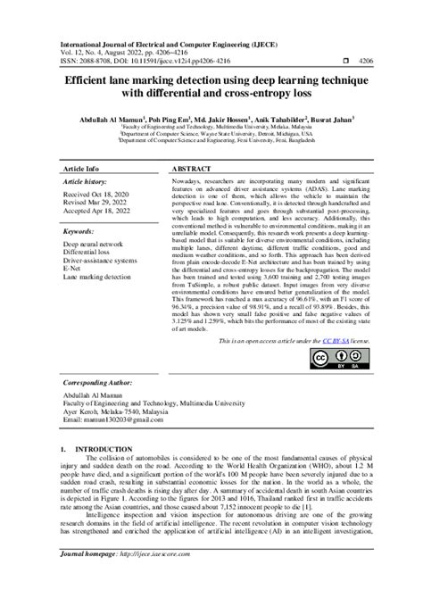 Pdf Efficient Lane Marking Detection Using Deep Learning Technique With Differential And Cross
