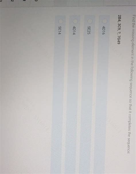 find the missing element in the following sequence so that it completes
