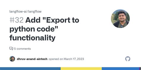 Add Export To Python Code Functionality · Issue 32 · Langflow Ai