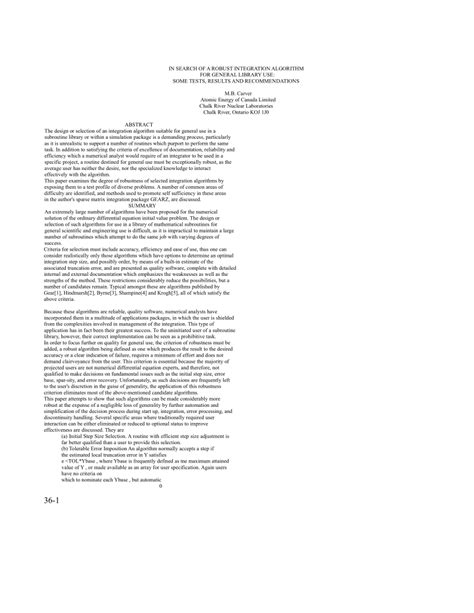 Pdf In Search Of A Robust Integration Algorithm For General Library Use