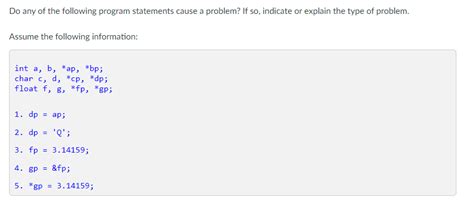 solved do any of the following program statements cause a