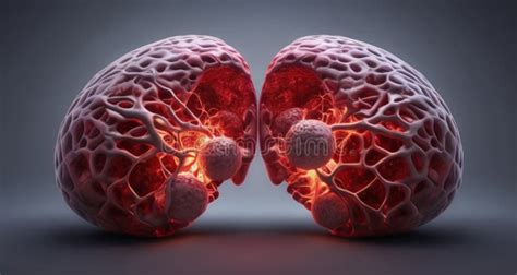 3d Rendering Of A Human Brain With Glowing Neurons And Synapses Stock Illustration