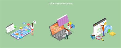 Premium Vector D Isometric Flat Vector Conceptual Illustration Of Software Development