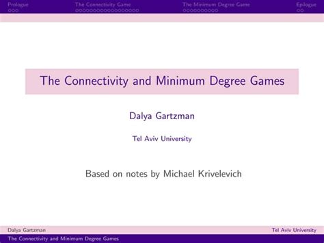 Connectivity And Minimum Degree Games Ppt