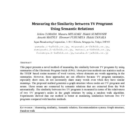 measuring the similarity between tv programs using semantic relations