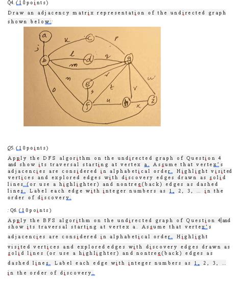 Solved Q4 10 Points Draw An Adjacency Matrix
