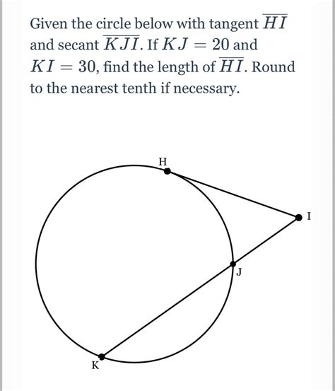 solved given the circle below with tangent overline hi and secant