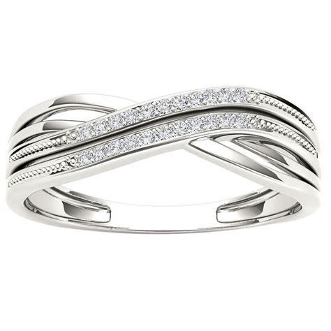 Criss Cross Double Row Ring Classis Wedding Ring 18 Ct Diamond 14k