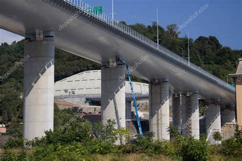Génova Italia 10 De Agosto De 2020 Nuevo Viaducto De Carretera San Giorgio Puente Construido