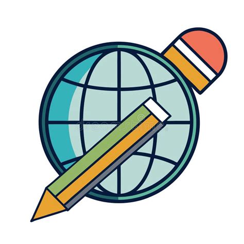 Creative Global Learning Earth Globe Icon With Pencil Symbolizes