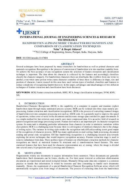 Pdf Handwritten Alphanumeric Character Recognition And Comparison Of