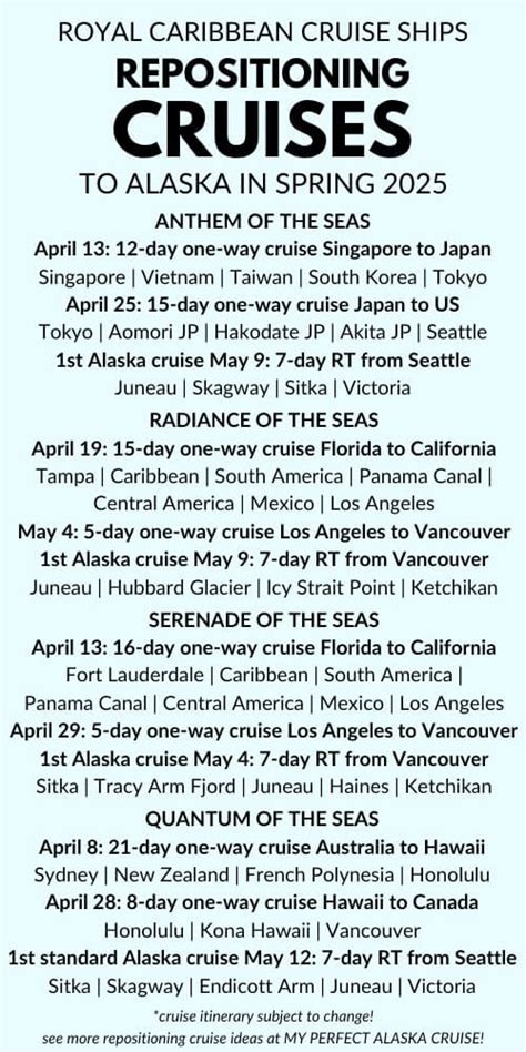 Best Royal Caribbean Repositioning Cruises In 2025 To Alaska Vancouver
