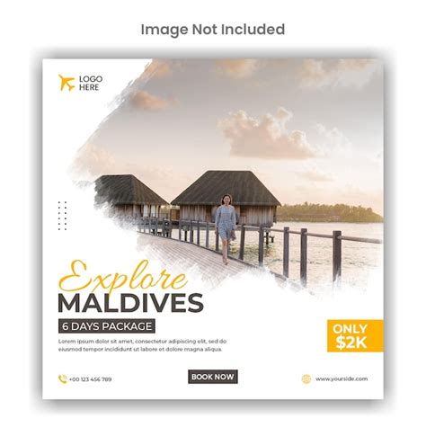 몰디브 여행사 소셜 미디어 또는 인스타그램 포스트 템플릿 디자인 살펴보기 프리미엄 Psd 파일