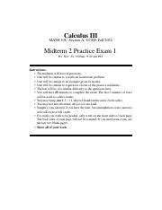 10CPracticeMidterm2 1 Pdf Calculus III MATH 10C Section A UCSD Fall