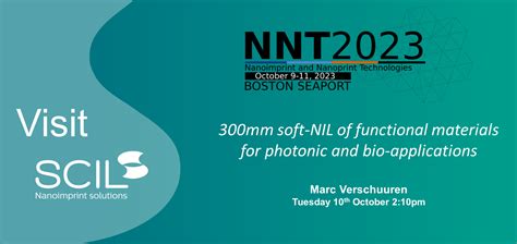 22nd Annual Conference On Nanoimprint And Nanoprint Technologies Scil Nanoimprint Solutions